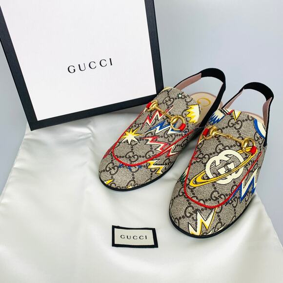 Gucci | Shoes | Gucci Kids Slingback Gg Supreme Slippers Size 32 | Poshmark